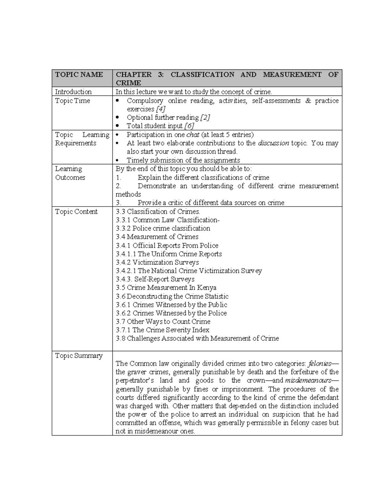 Criminology 101: Classification and Measurement of Crime (Chapter 3 ...