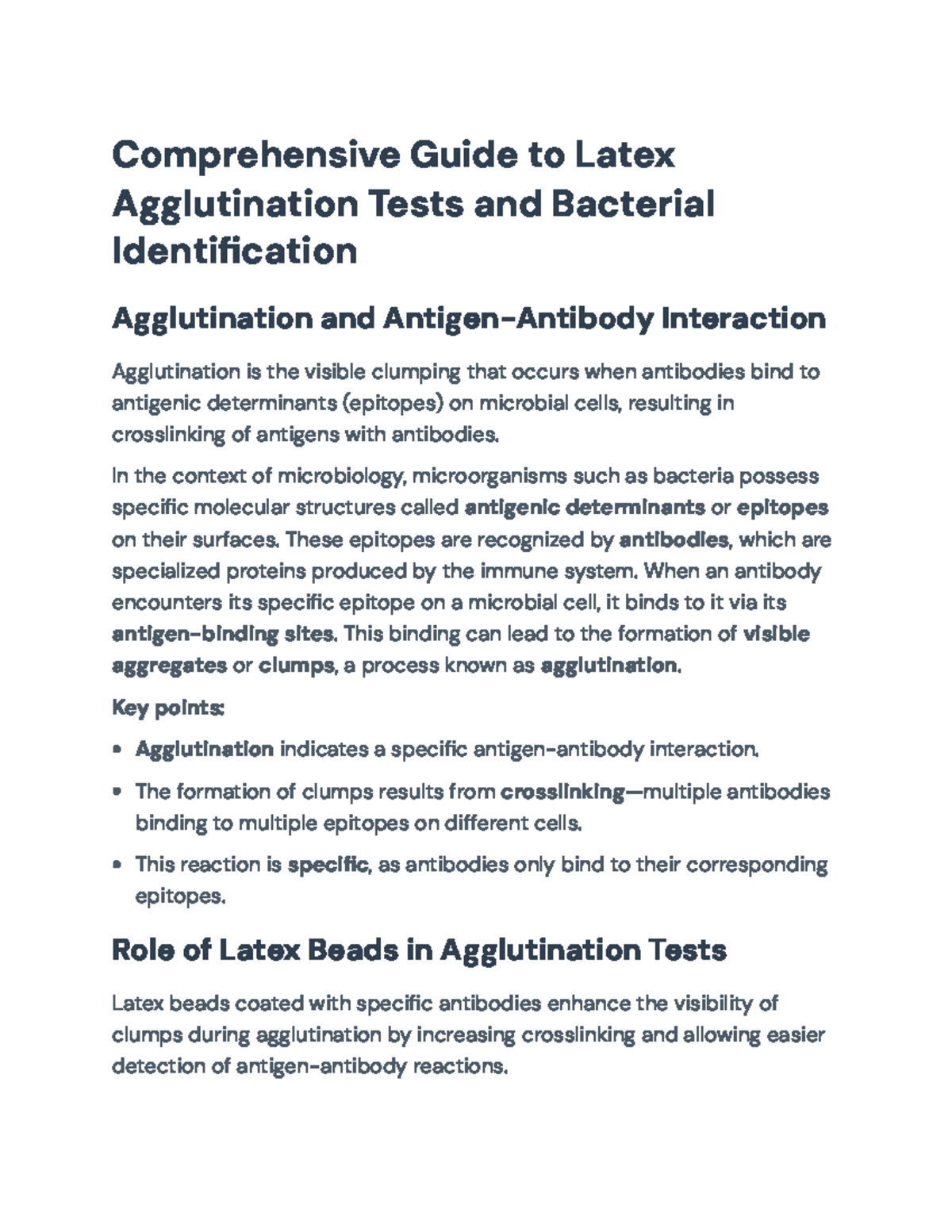 Comprehensive Guide to Latex Agglutination Tests for Bacterial ID - Studocu