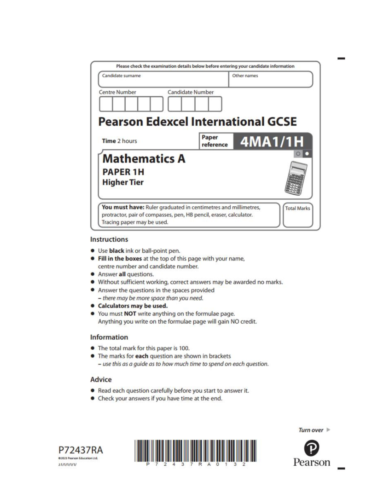 Predicted Paper 2025: 4MA1 Higher Exam Questions Overview - Studocu
