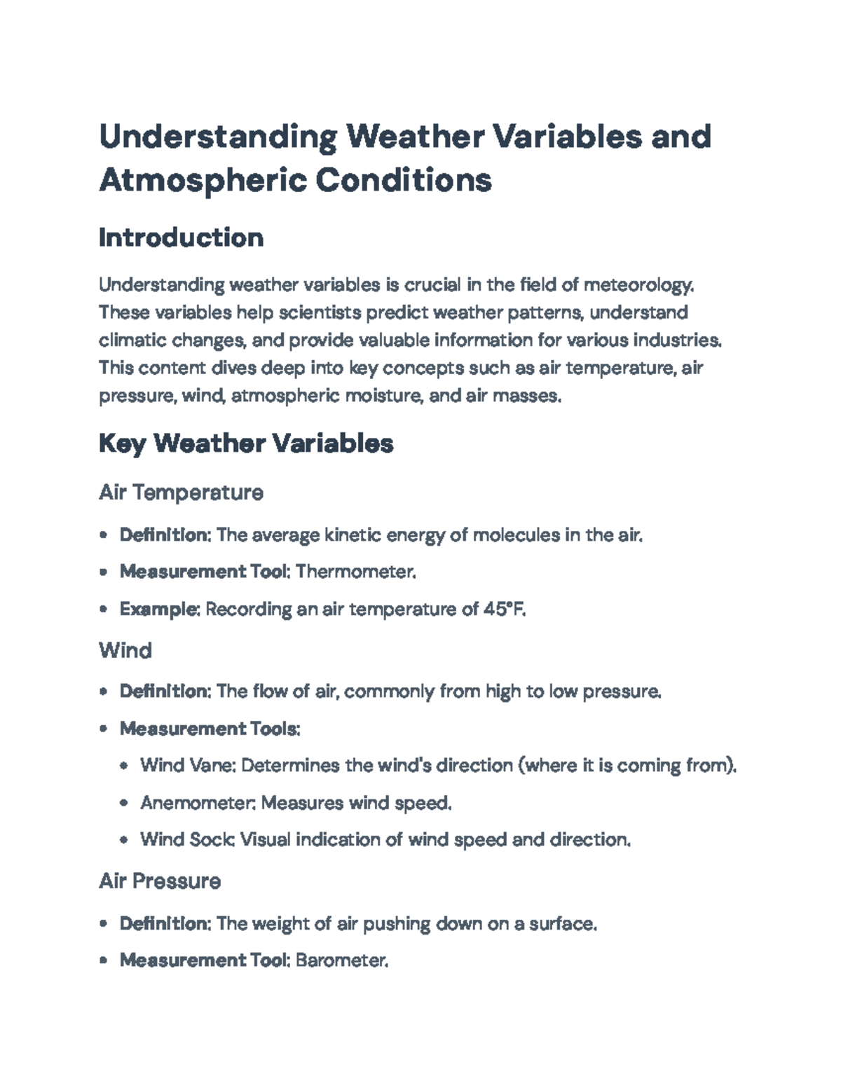 Meteorology 101: Overview of Weather Variables & Atmospheric Conditions ...