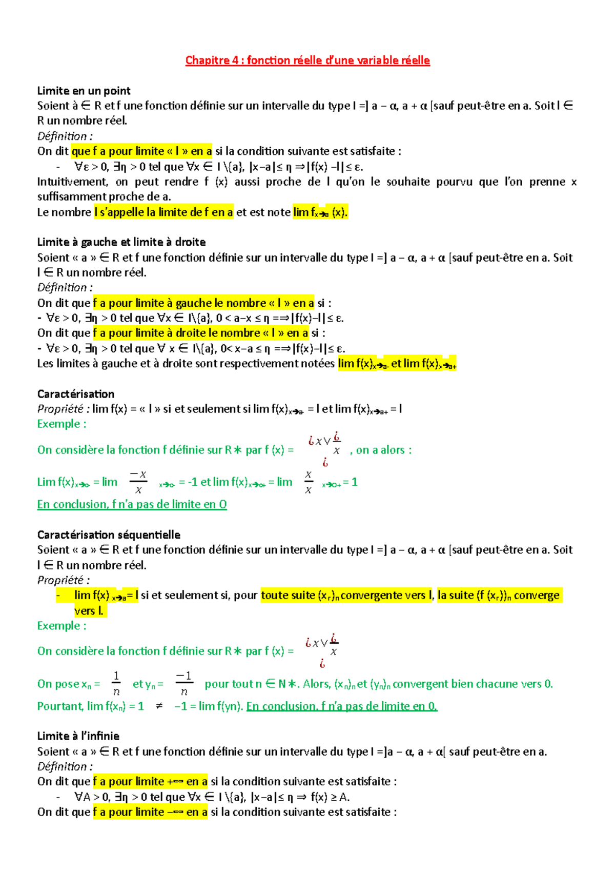 Chapitre 4 mathématique fonction réelle d'une variable réelle ...