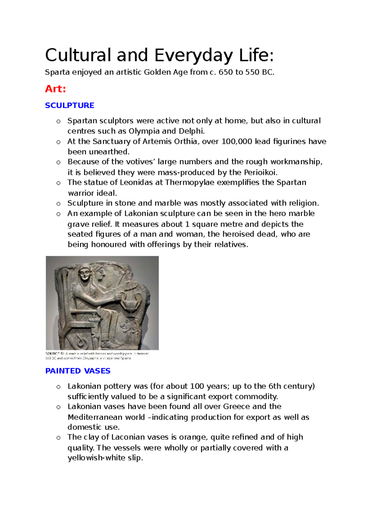 Cultural and Everyday Life in Ancient Sparta: Art, Architecture, and ...
