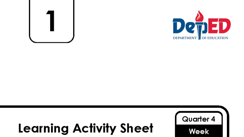 LAS Math-1 Q4 W3: Learning Activity Sheet for Grade 1 Mathematics - Studocu