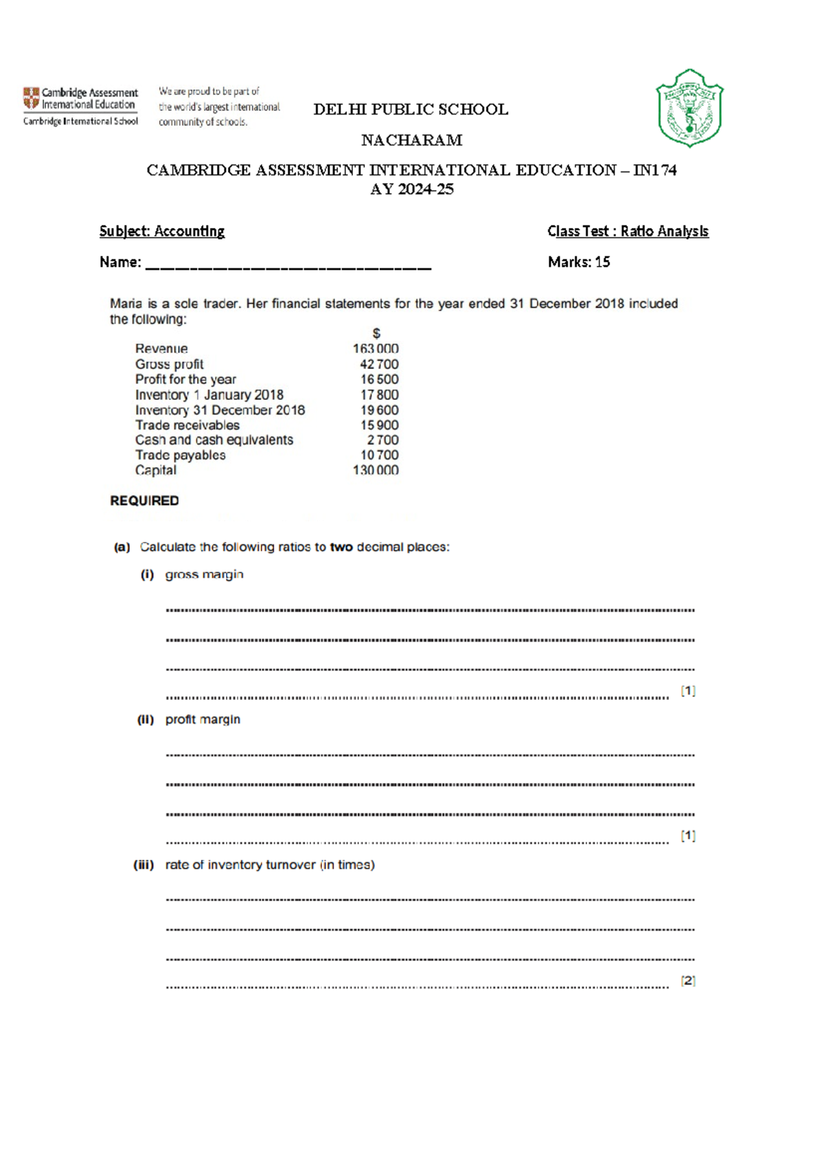 8. Ratio Board Questions - Copy - Economics SL - DELHI PUBLIC SCHOOL ...
