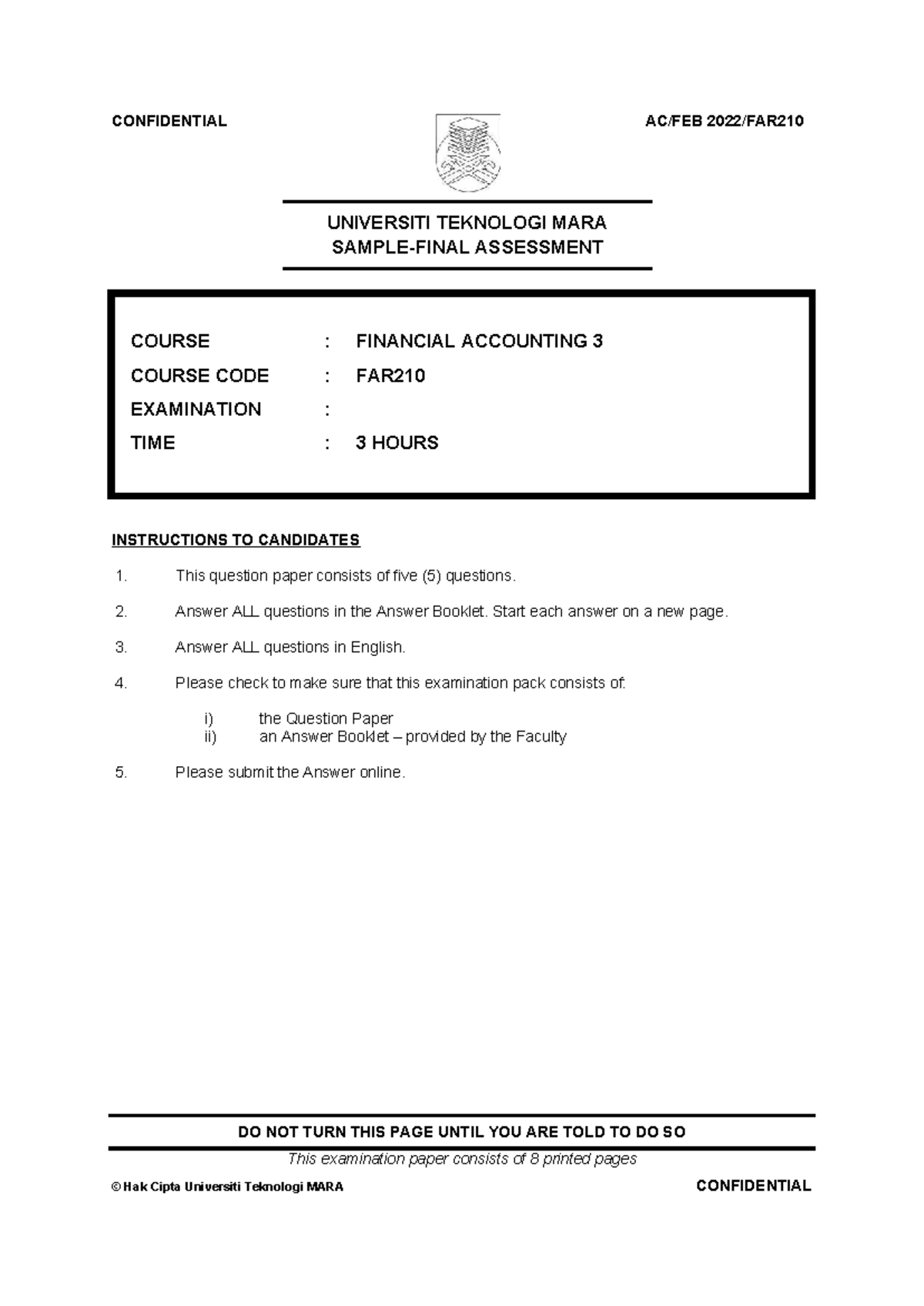 Far210 Financial Accounting 3 Final Exam Questions Feb 2022 Studocu