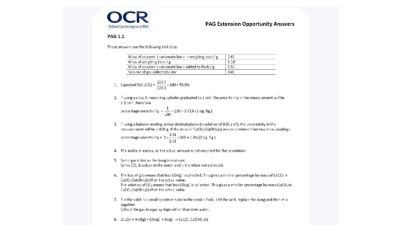 OCR Oxford Cambridge and RSA PAG Extension Opportunity Practical ...