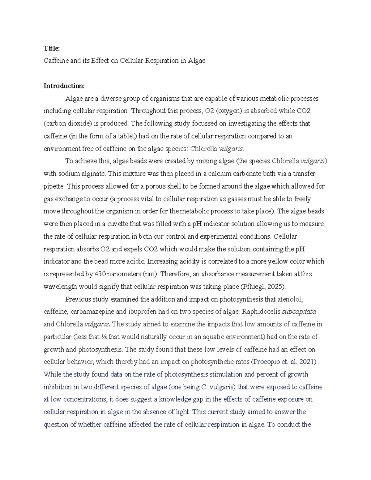 LS7L Writing Assignment #3: Impact of Caffeine on C. vulgaris ...