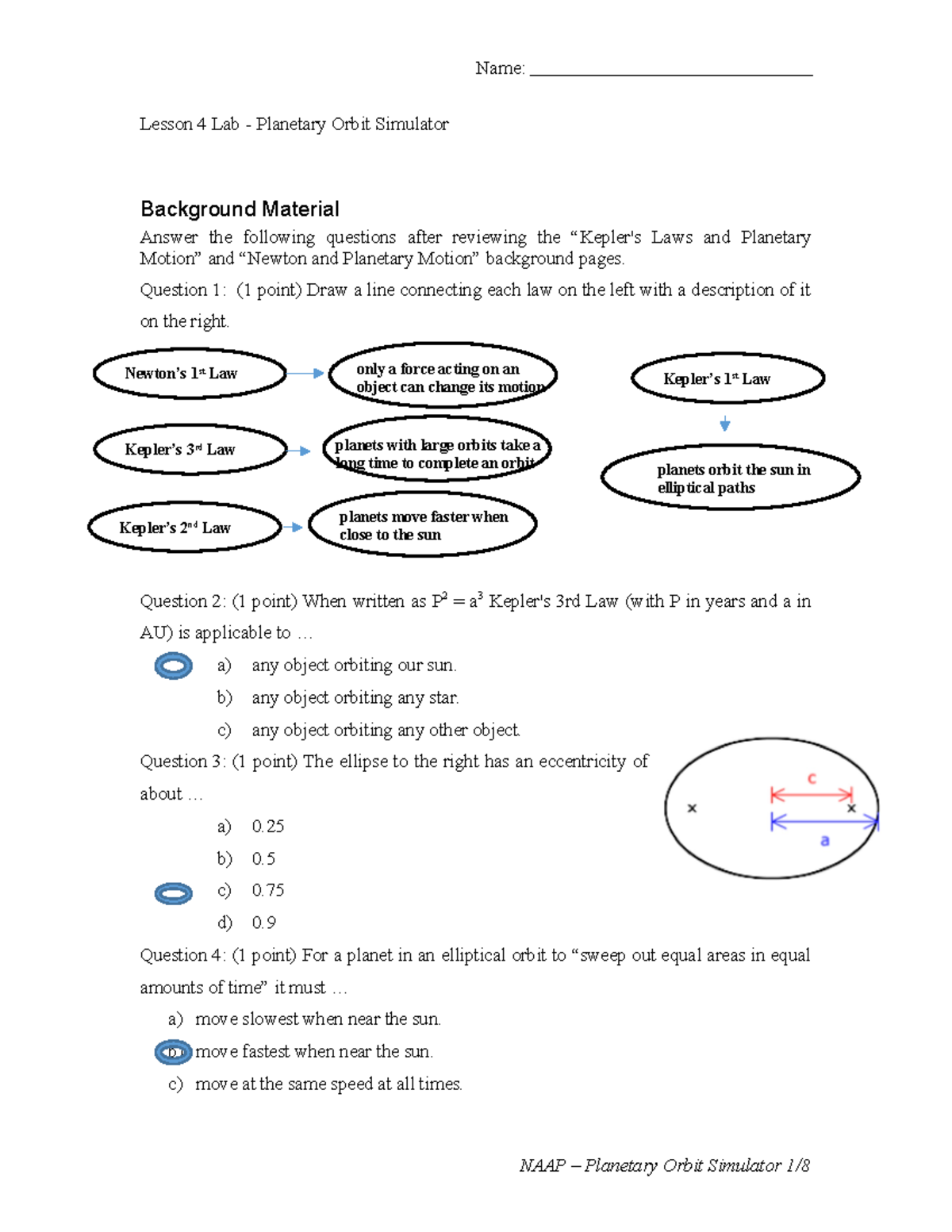 Lesson 4 Lab Worksheet - Planetary Orbit Simulator Insights (PHS 101) - Studocu