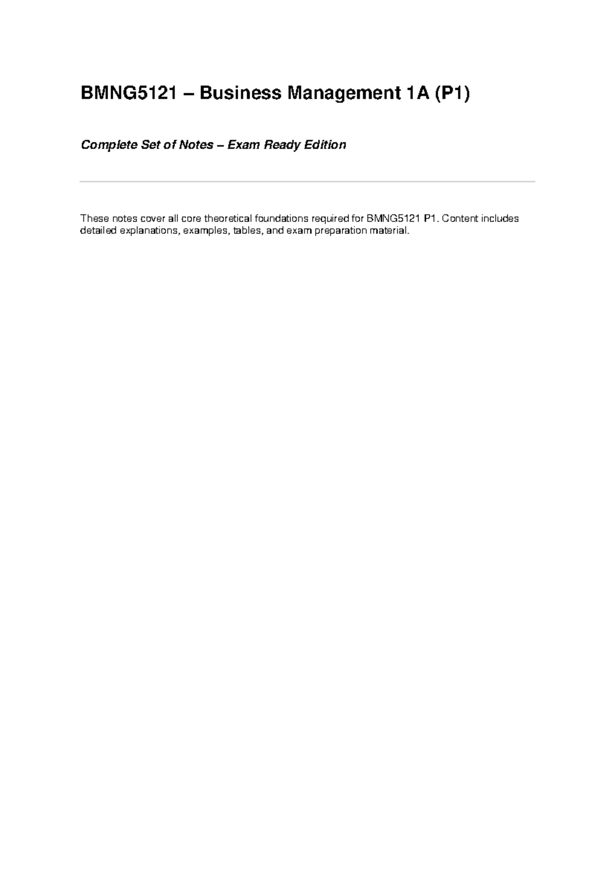 BMNG5121 P1 Business Management Complete Exam Prep Notes - Studocu