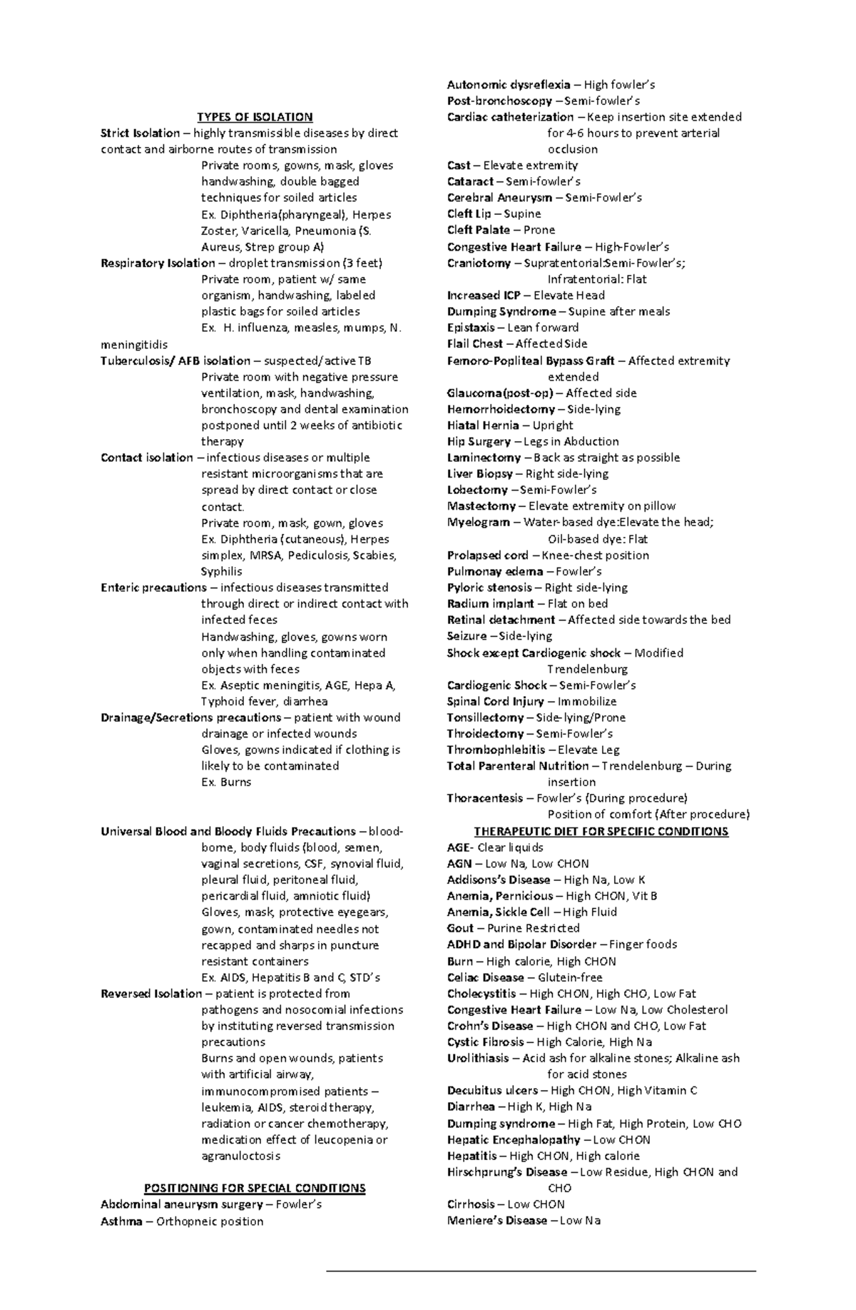 NURS 101: Types of Isolation and Positioning Techniques in Nursing ...