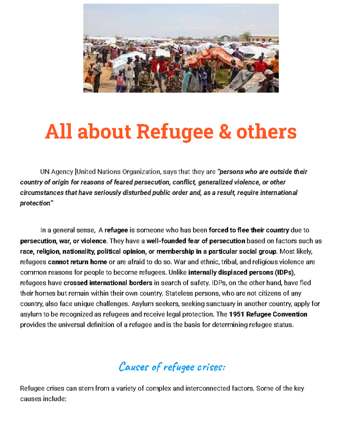 IR 101: Refugee Definition & Implications in Int'l Relations - Studocu