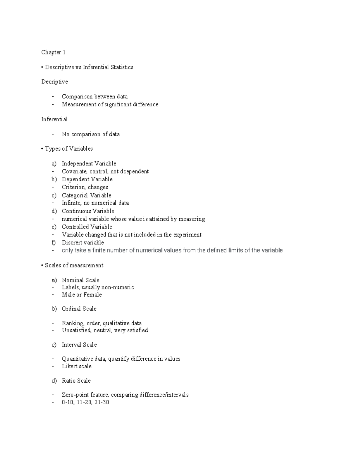 Stat 101: Descriptive and inferential statistics overview and comparisons - Studocu