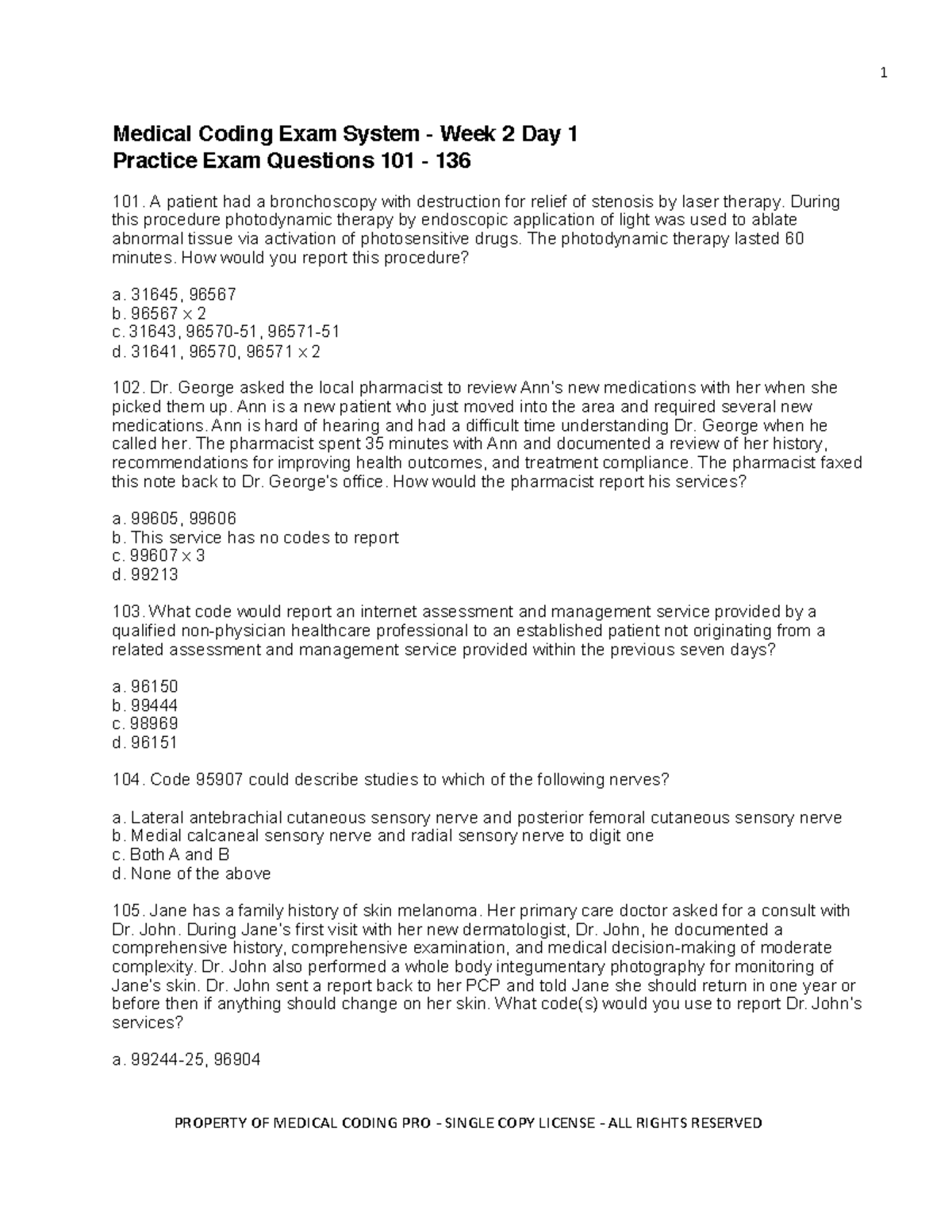 Medical Coding Practice Exam - Week 2 Day 1 (Mces-wk2-day-1) - Studocu