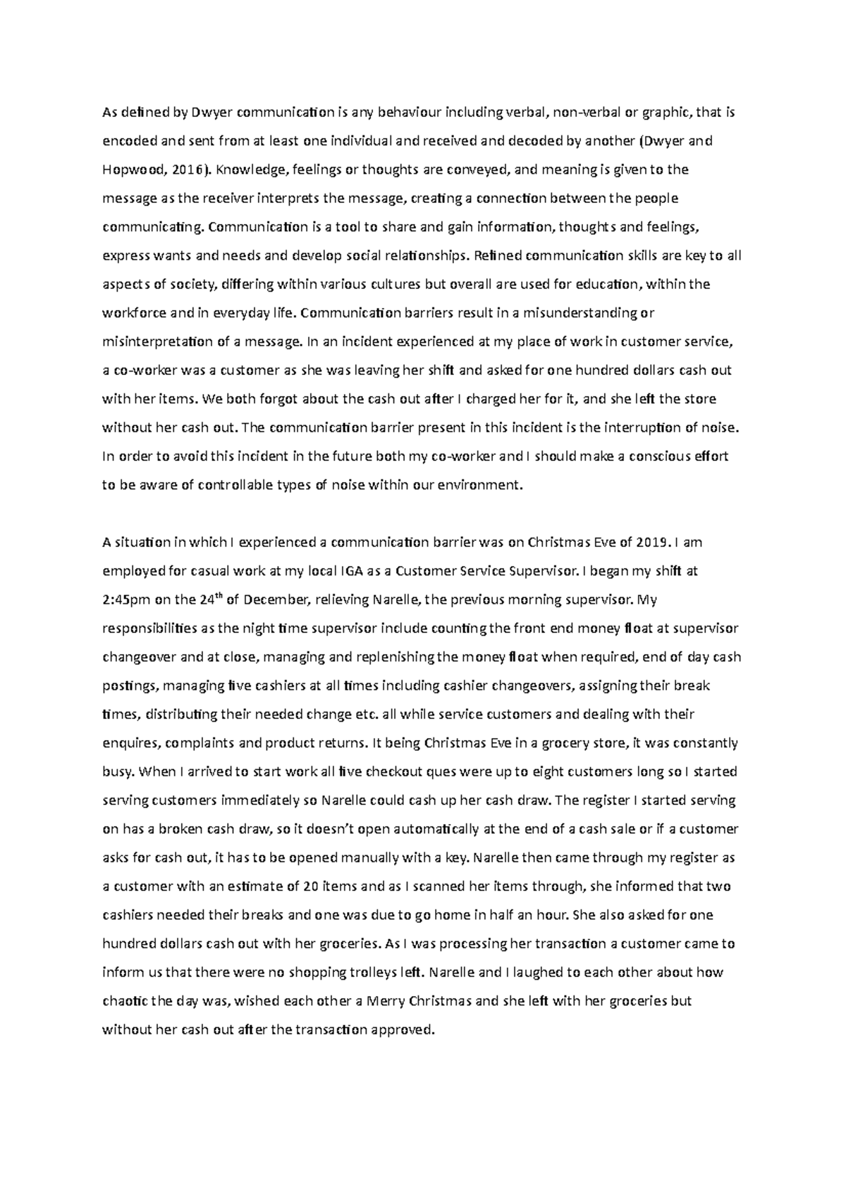 Reflective Essay on Communication Barriers in Customer Service - Studocu