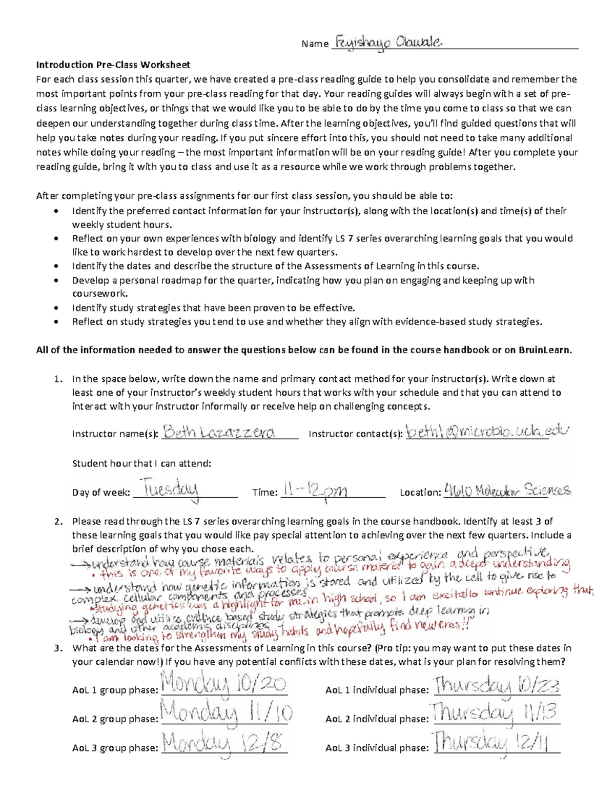 LS 7 Introduction Pre-Class Reading Guide & Worksheet - Studocu