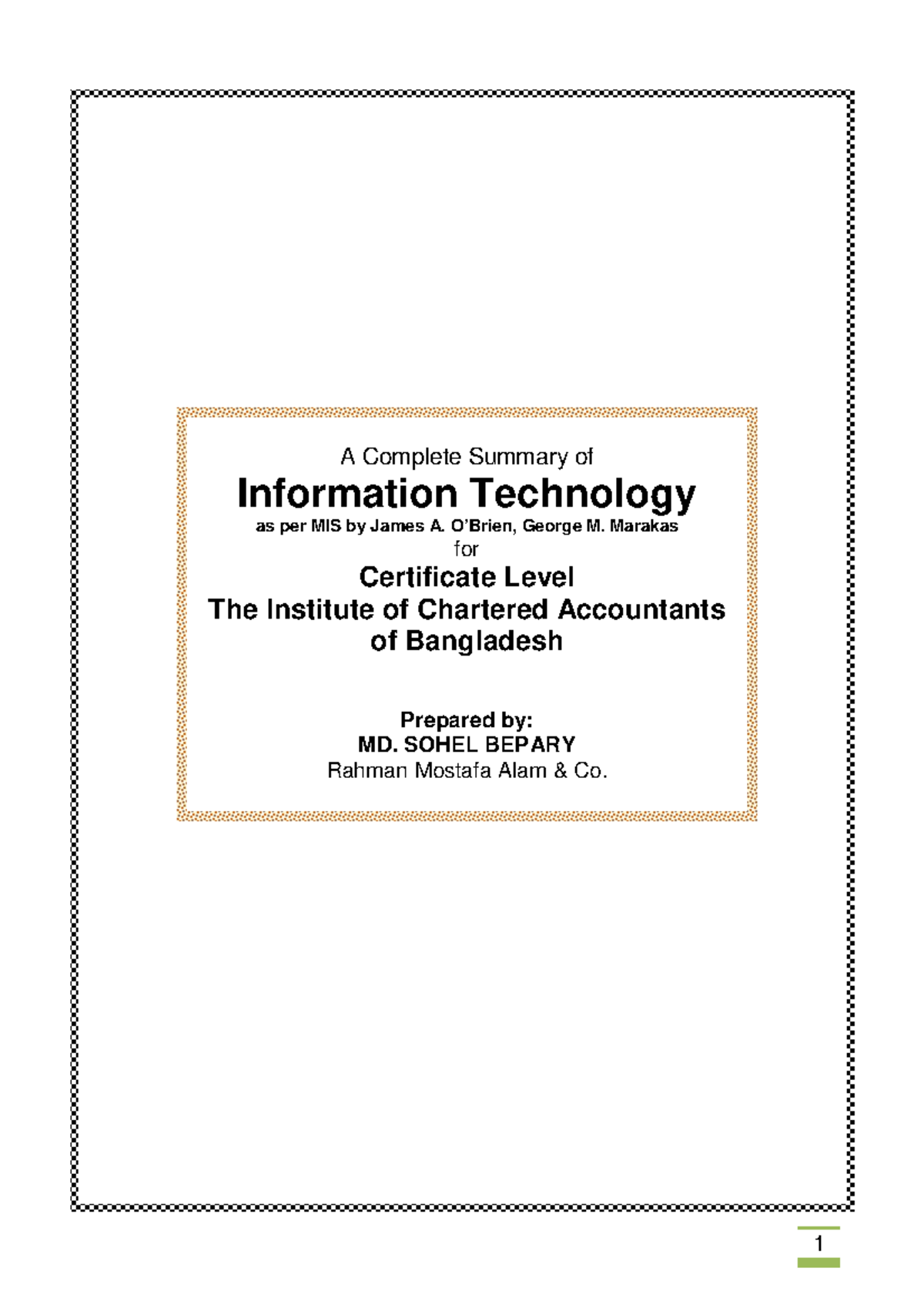 MIS IT Summary: Key Concepts and Components for Certificate Level - Studocu