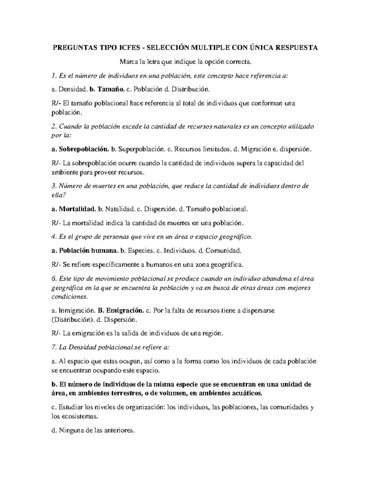 Preguntas Tipo ICFES: Selección Múltiple en Biología Práctica - Studocu