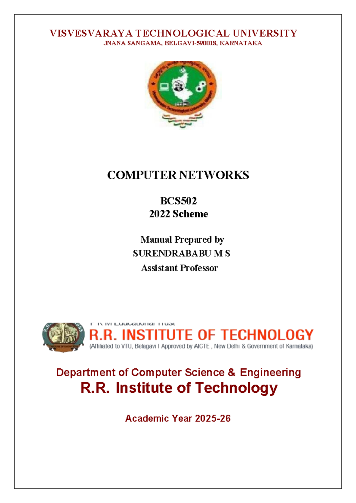 BCS502 Computer Networks Lab Manual - Final Edition - Studocu