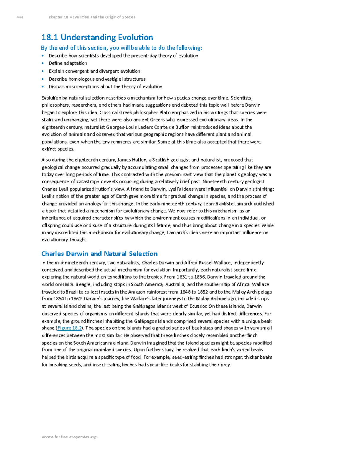 Understanding Evolution: Natural Selection and Species Diversity - 444 Chapter 18 • Evolution ...