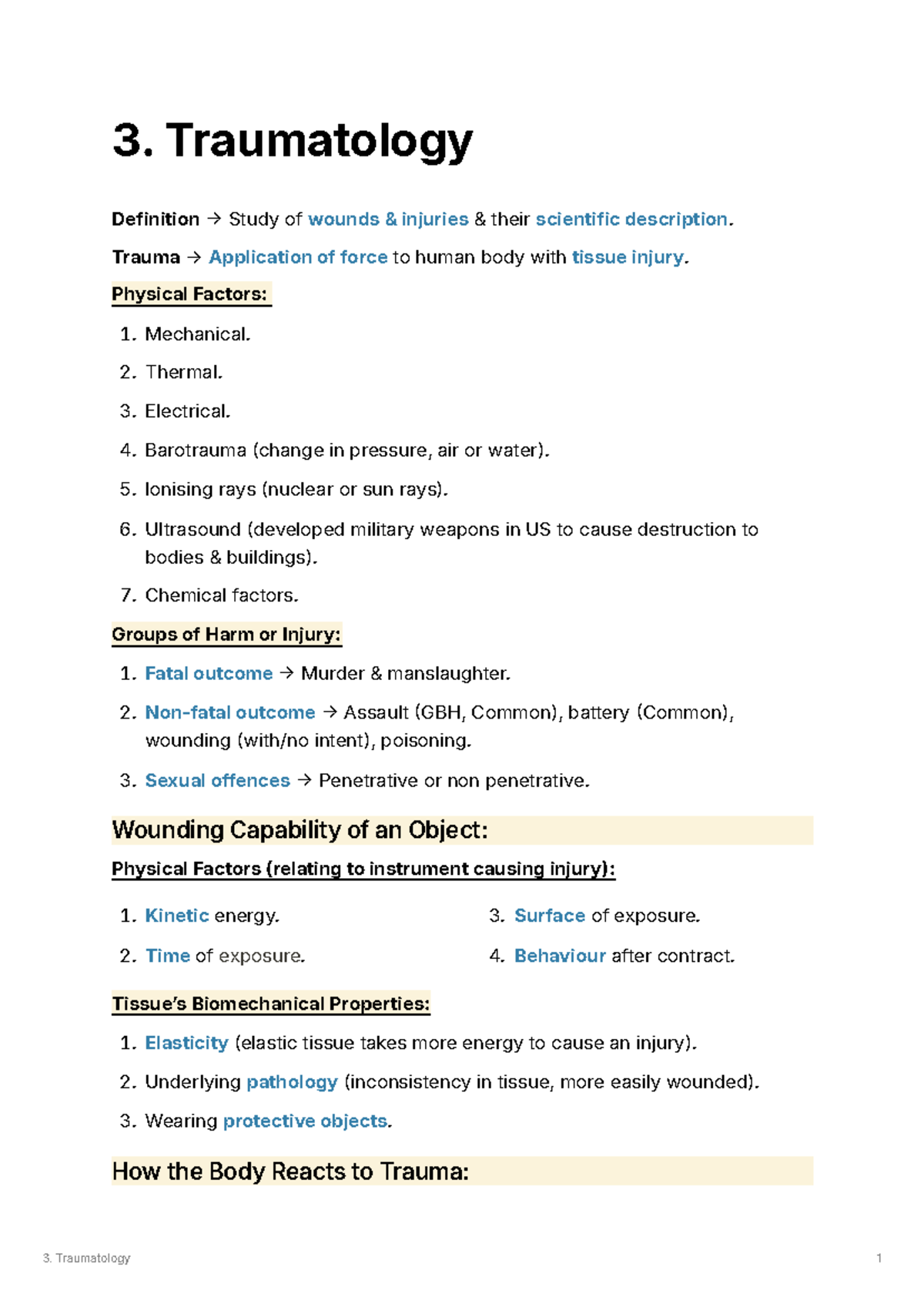 Forensic Medicine: Traumatology Overview and Key Concepts - Studocu