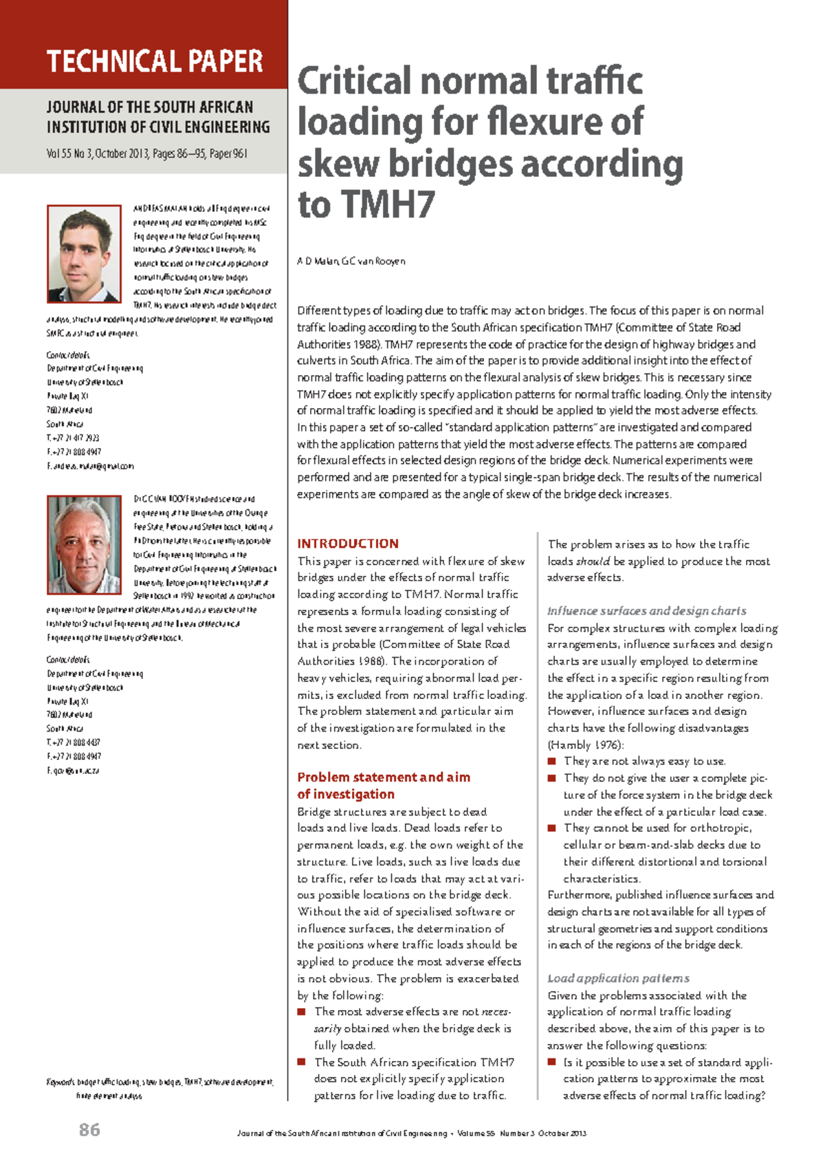 TMH7 Code for Normal Traffic Loading on Skew Bridges: A Critical ...