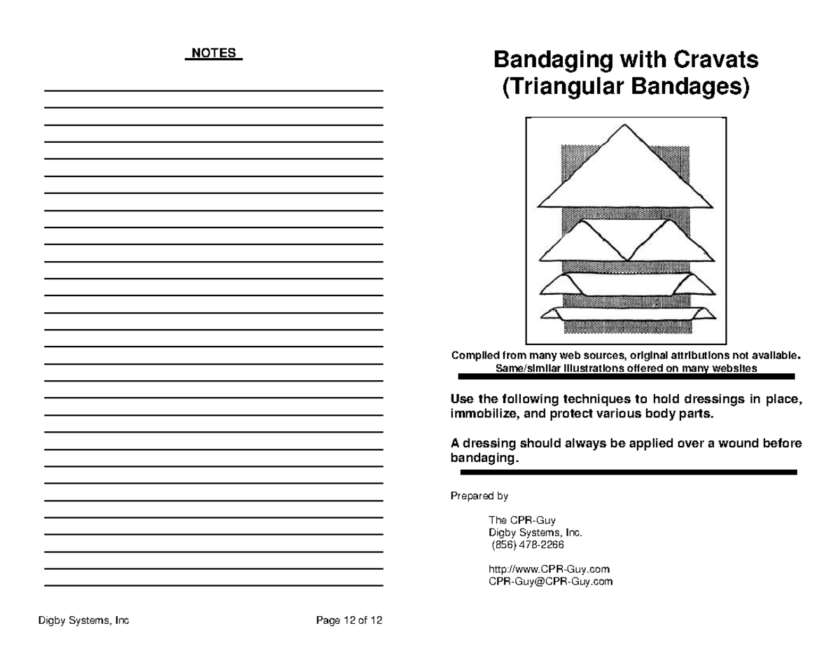 Bandaging Techniques with Cravats: A Comprehensive Guide - Studocu