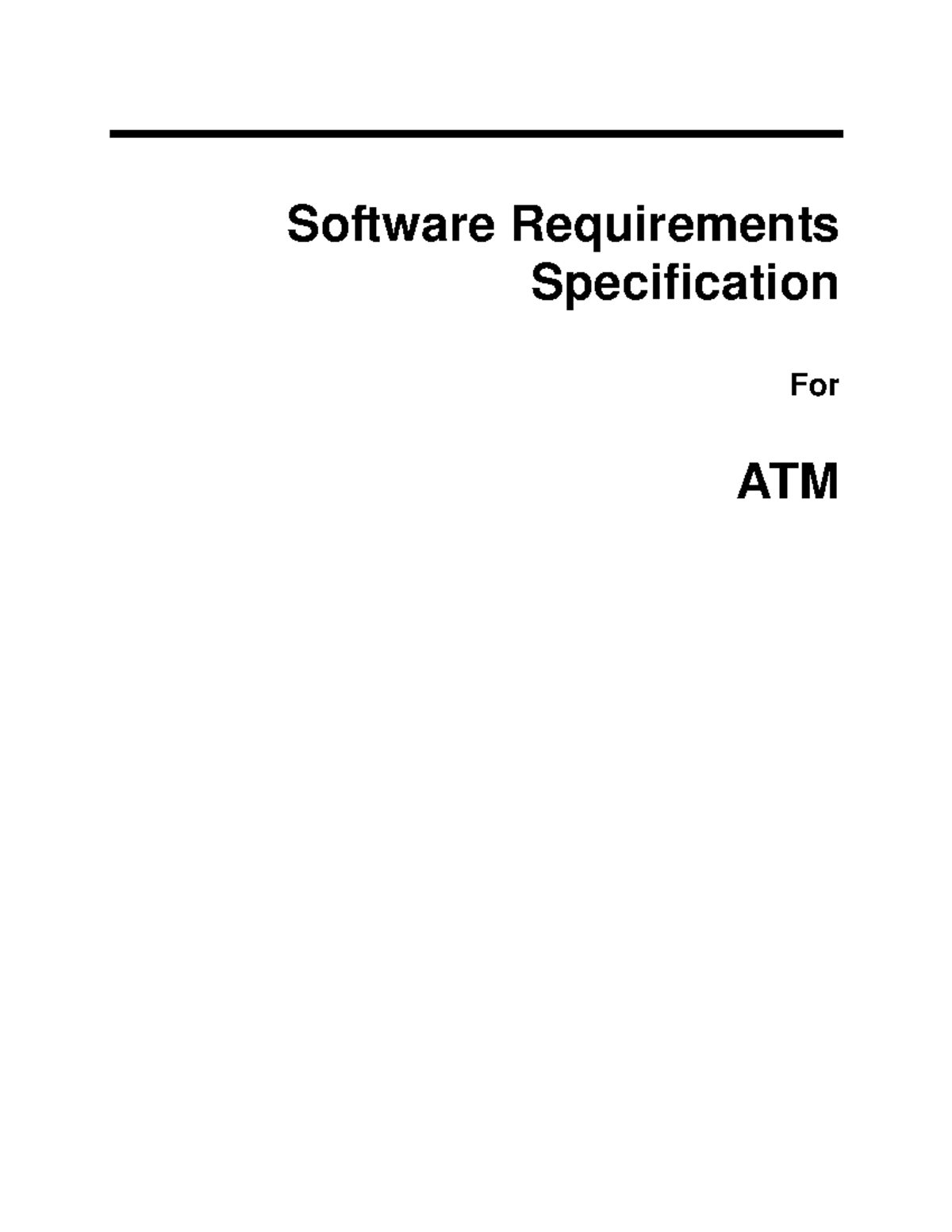 SRS for ATM Software: Comprehensive Requirements Overview - Studocu
