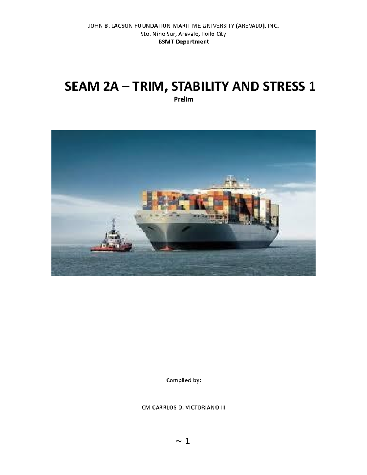 SEAM 2A - Prelim Guide: Trim, Stability, and Stress Concepts - Studocu