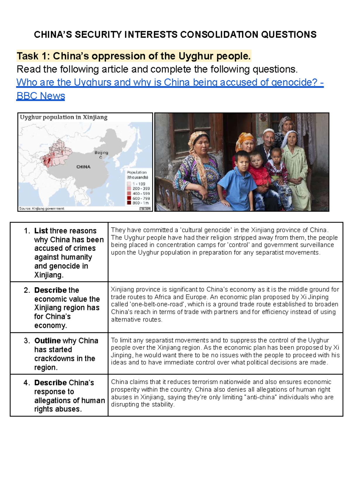 SECURITY INTERESTS IN CHINA: UYGHUR & TAIWAN ANALYSIS (SEC 101) - Studocu