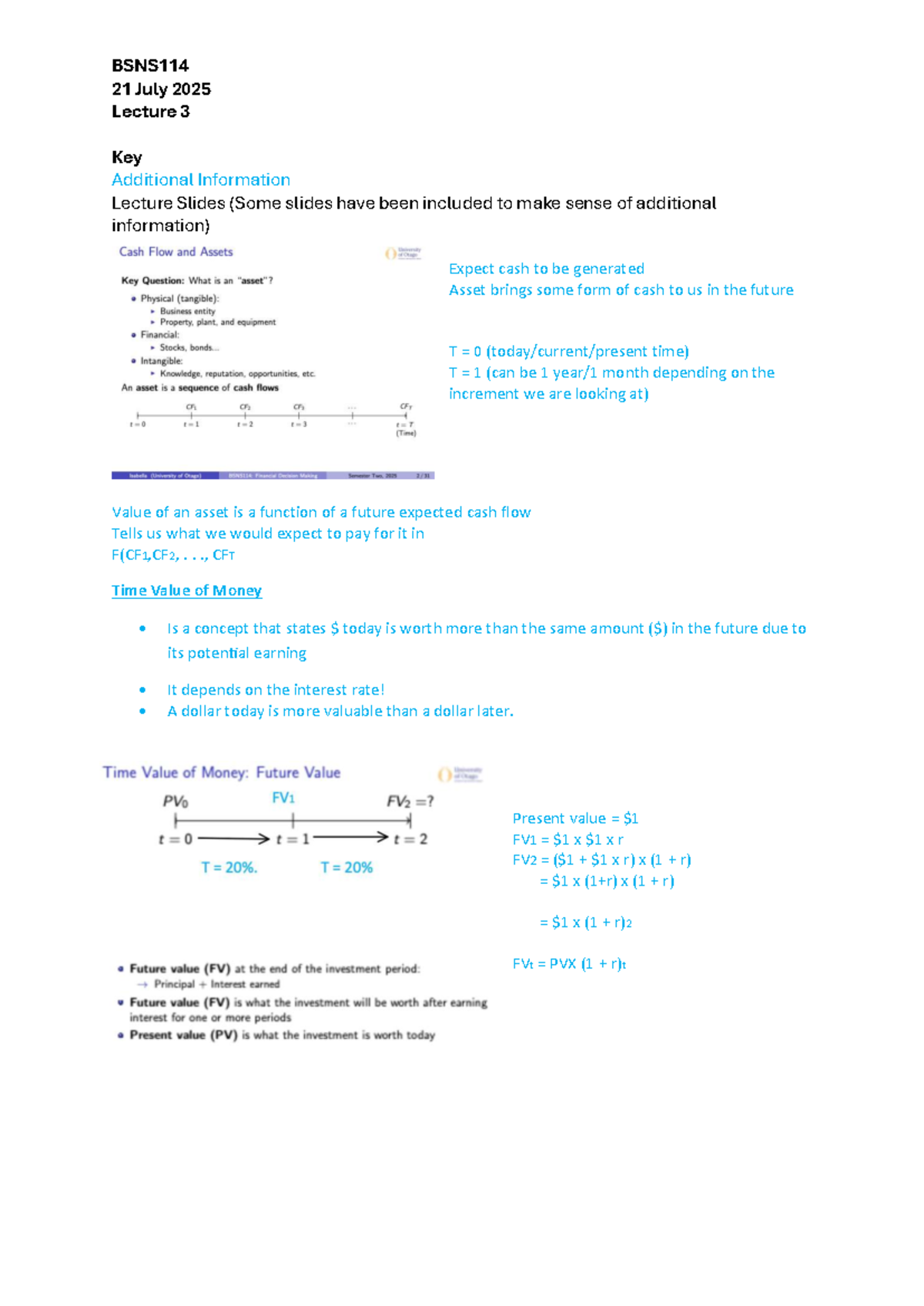 BSNS114 Lecture 3: Key Insights on Time Value of Money and Cash Flow ...