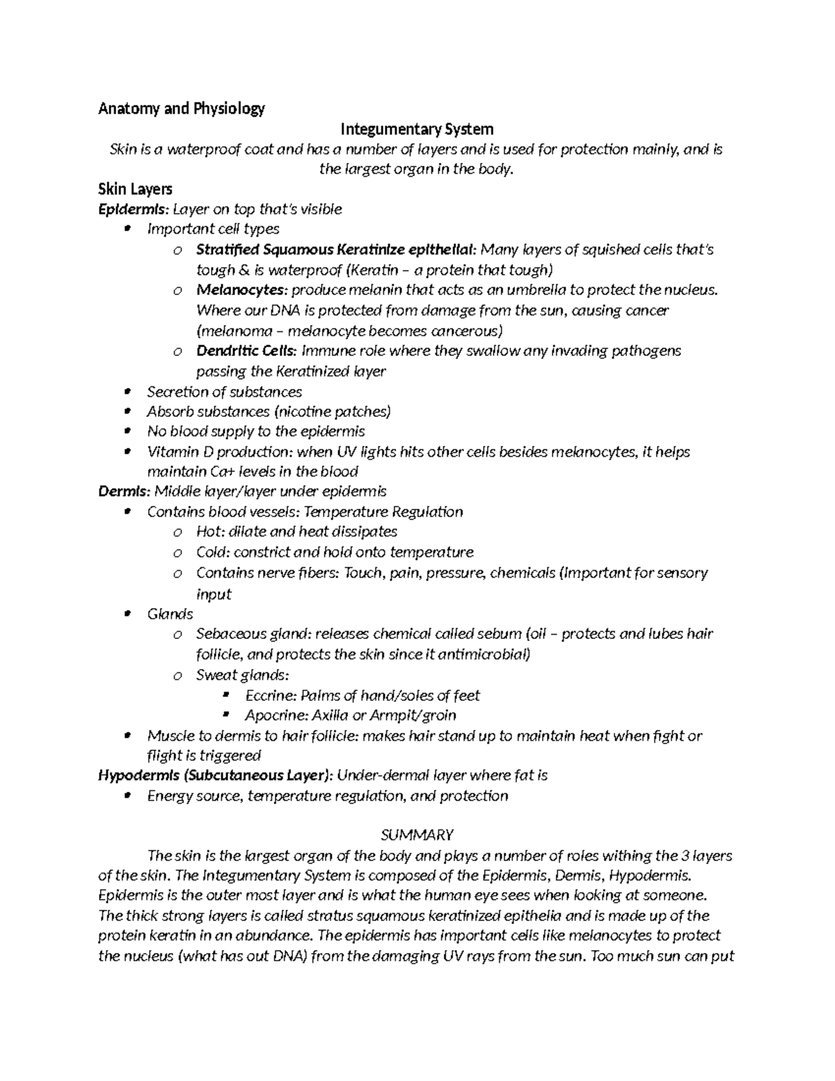 Anatomy & Physiology: Integumentary System Overview and Skin Layers ...