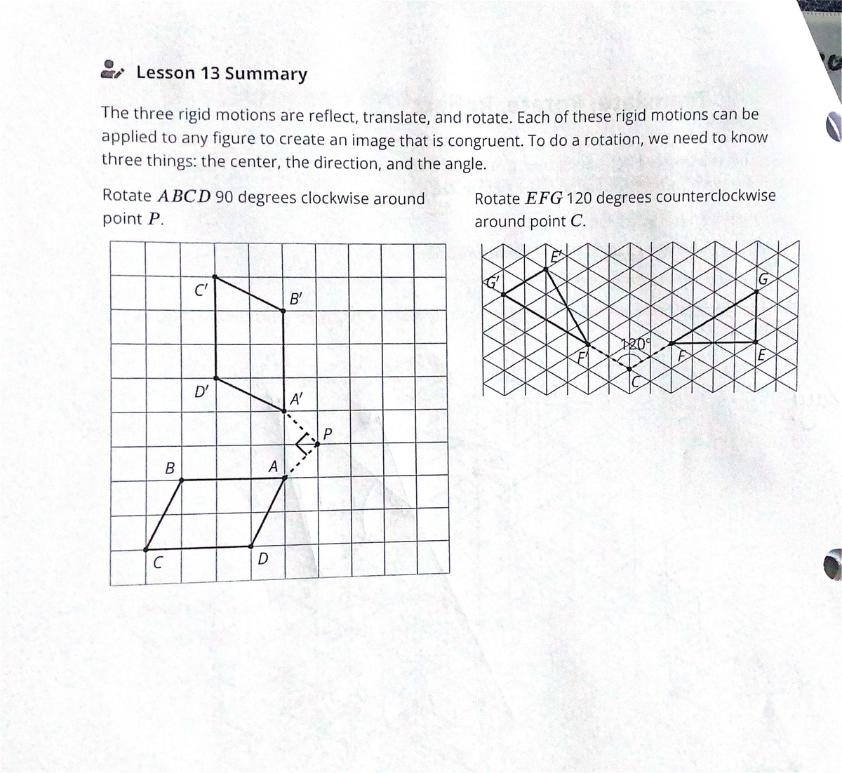 Geometry CC NC 2024: Rigid Motions and Symmetry Summary - Studocu