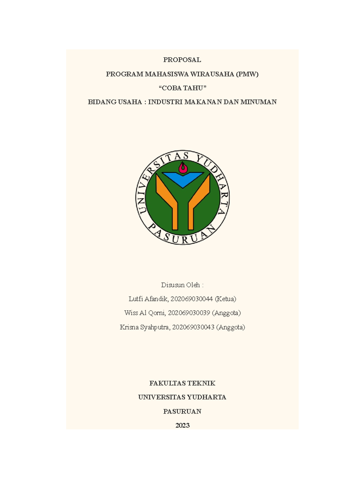 Proposal P2MW Universitas Yudharta Pasuruan - PROPOSAL PROGRAM ...