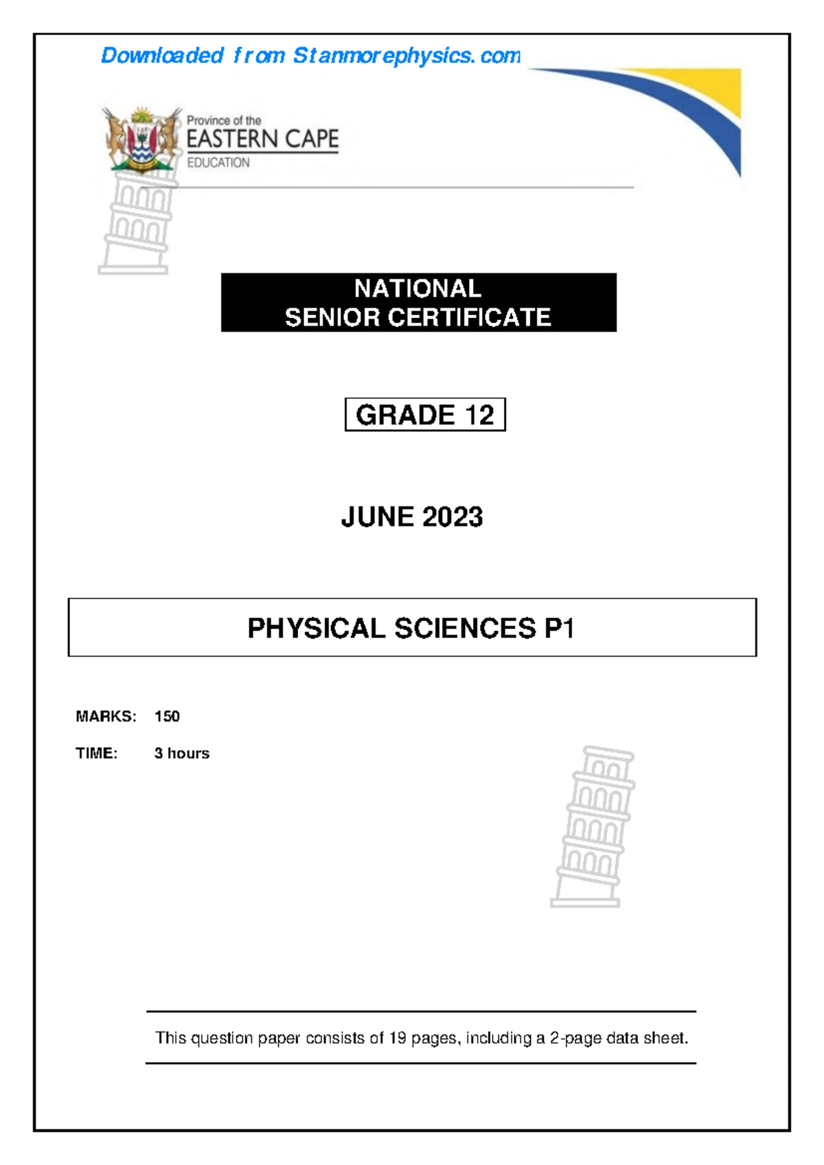 Grade 12 Physical Sciences: June 2023 P2 Exam & Memo - Studocu