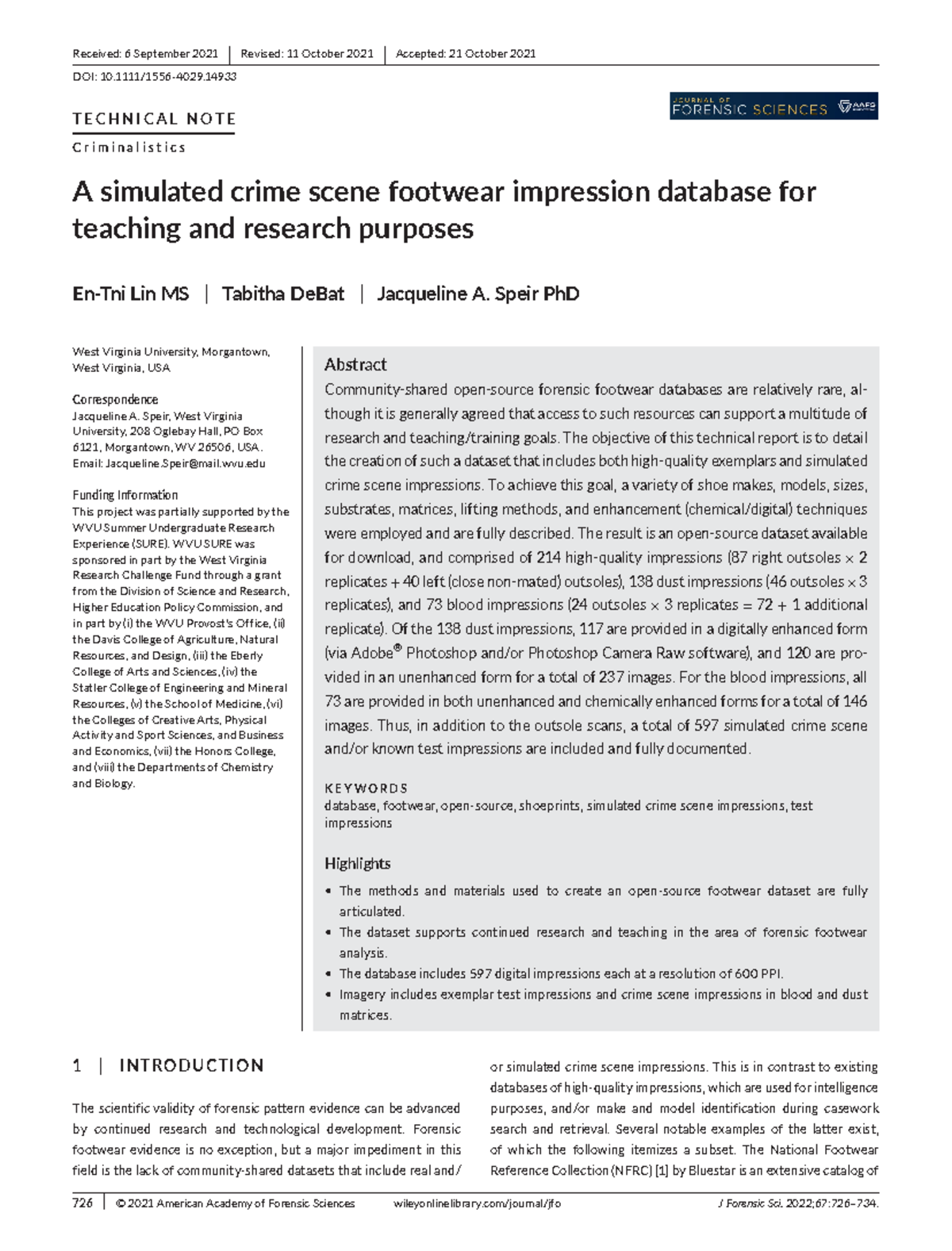 Development of an Open-Source Footwear Impression Database for ...