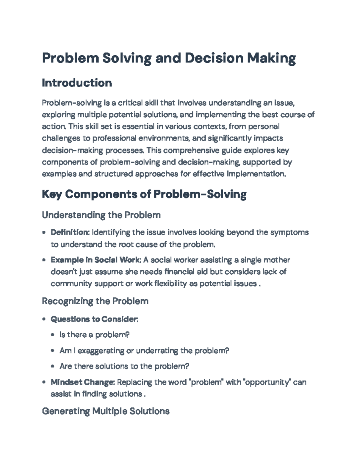 Problem Solving and Decision Making: A Comprehensive Guide (Final Exam) - Problem Solving and ...