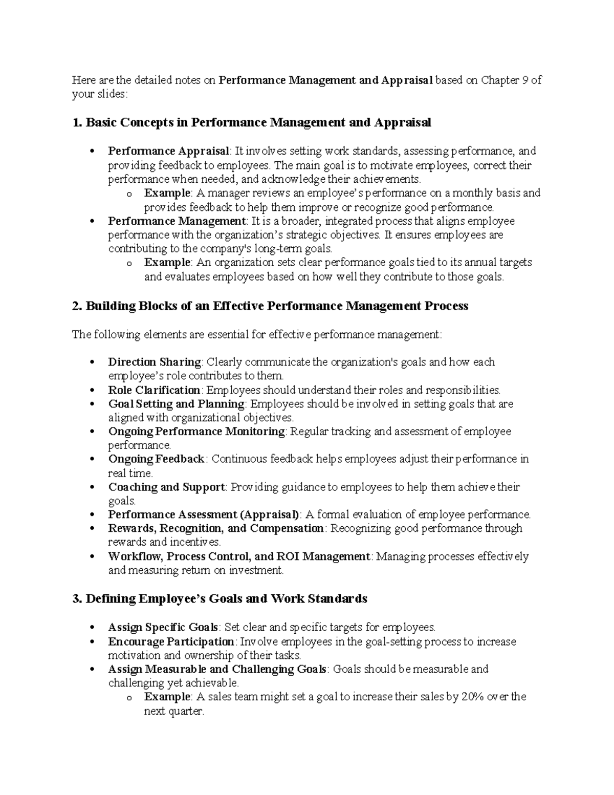 Performance Management & Appraisal Notes - Chapter 9 Overview - Studocu