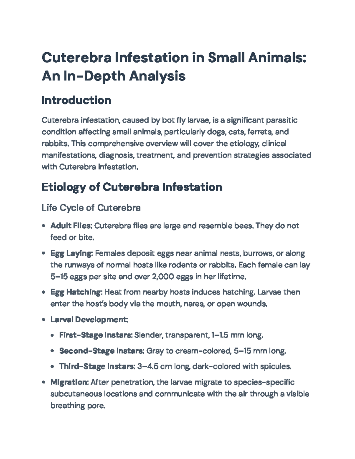 Cuterebra Infestation in Small Animals: Diagnosis and Treatment ...