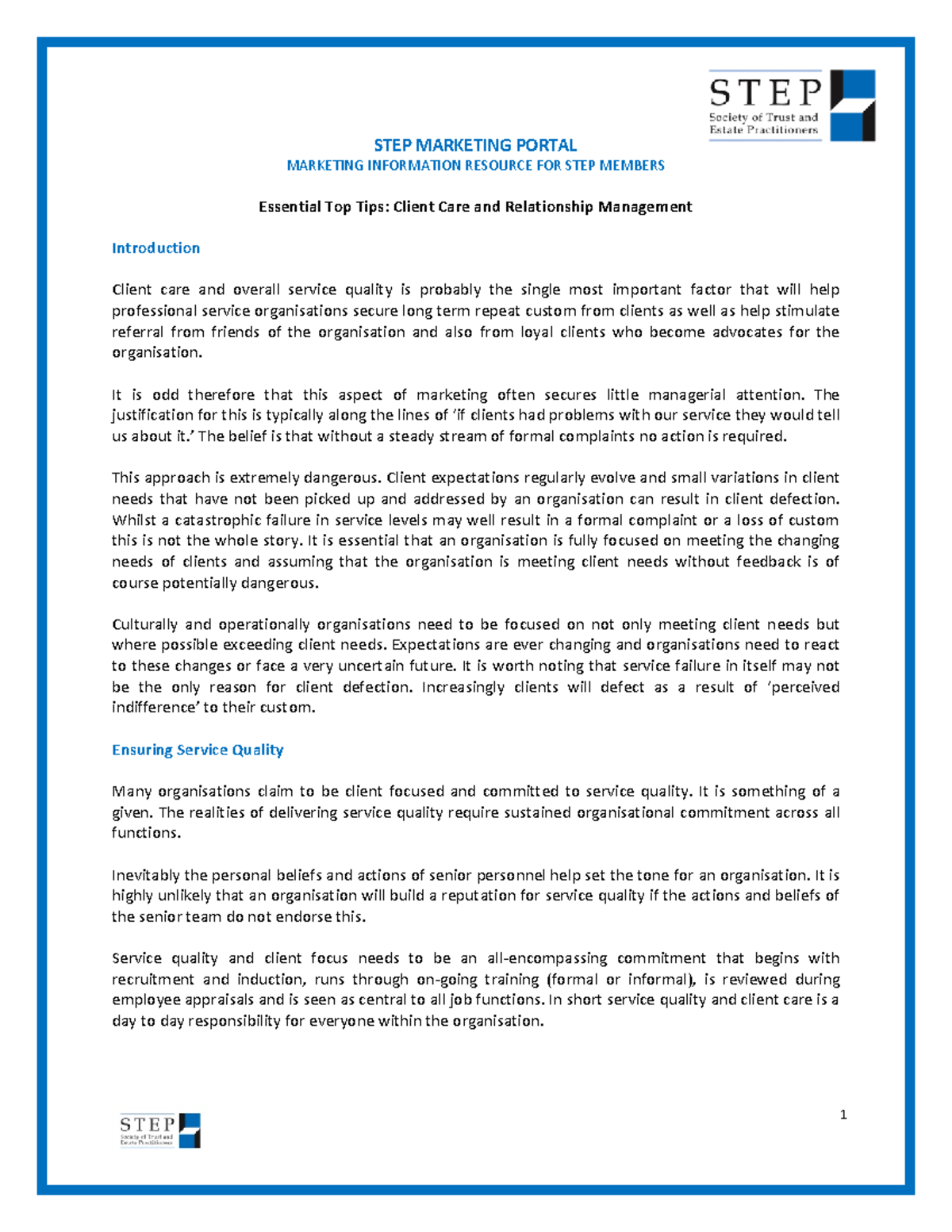 Client Care & Relationship Management Strategies - 10313 - Studocu