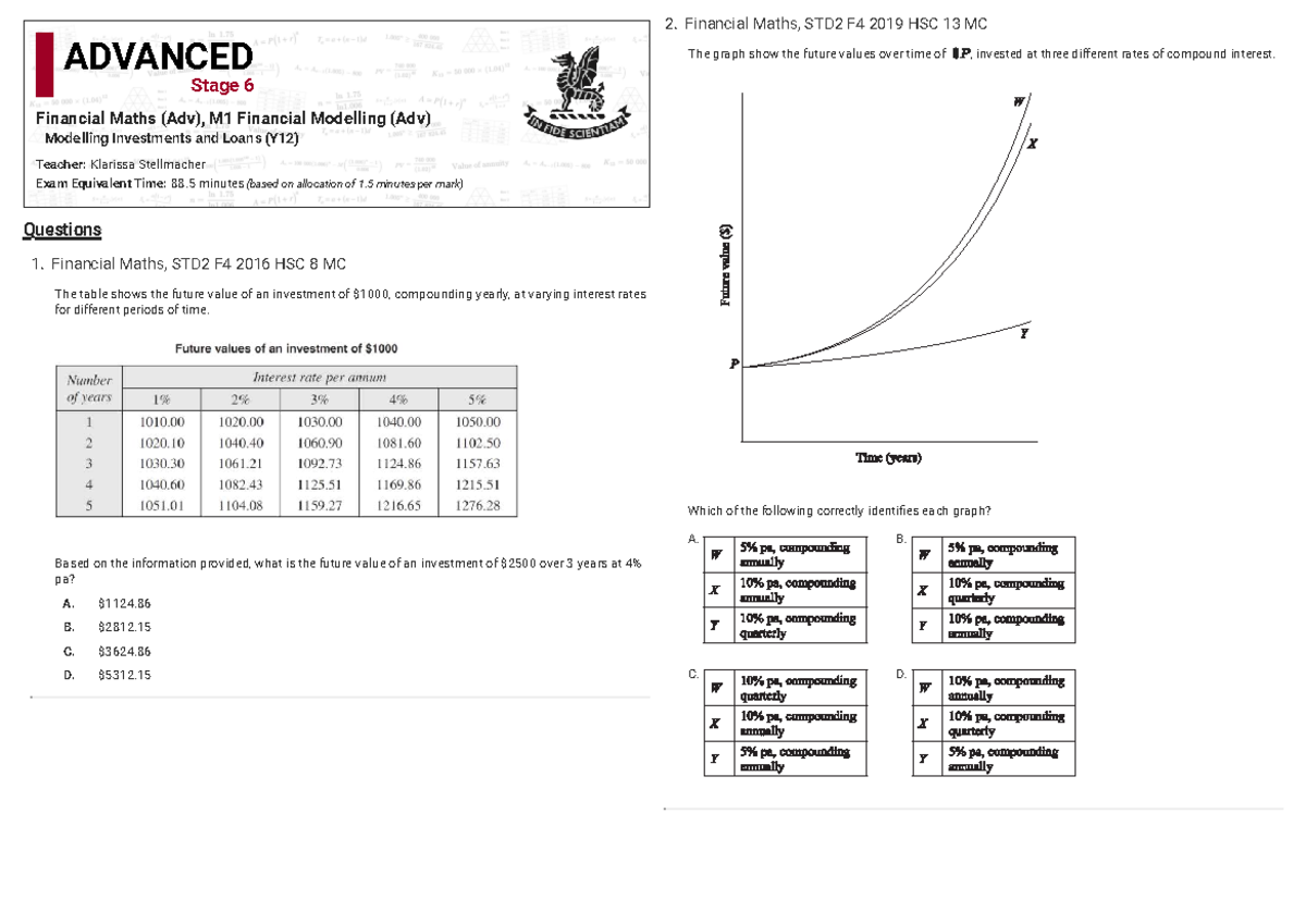 Advanced Financial Maths Review for AP3 Q&A (STD2 F4 & F5) - Studocu
