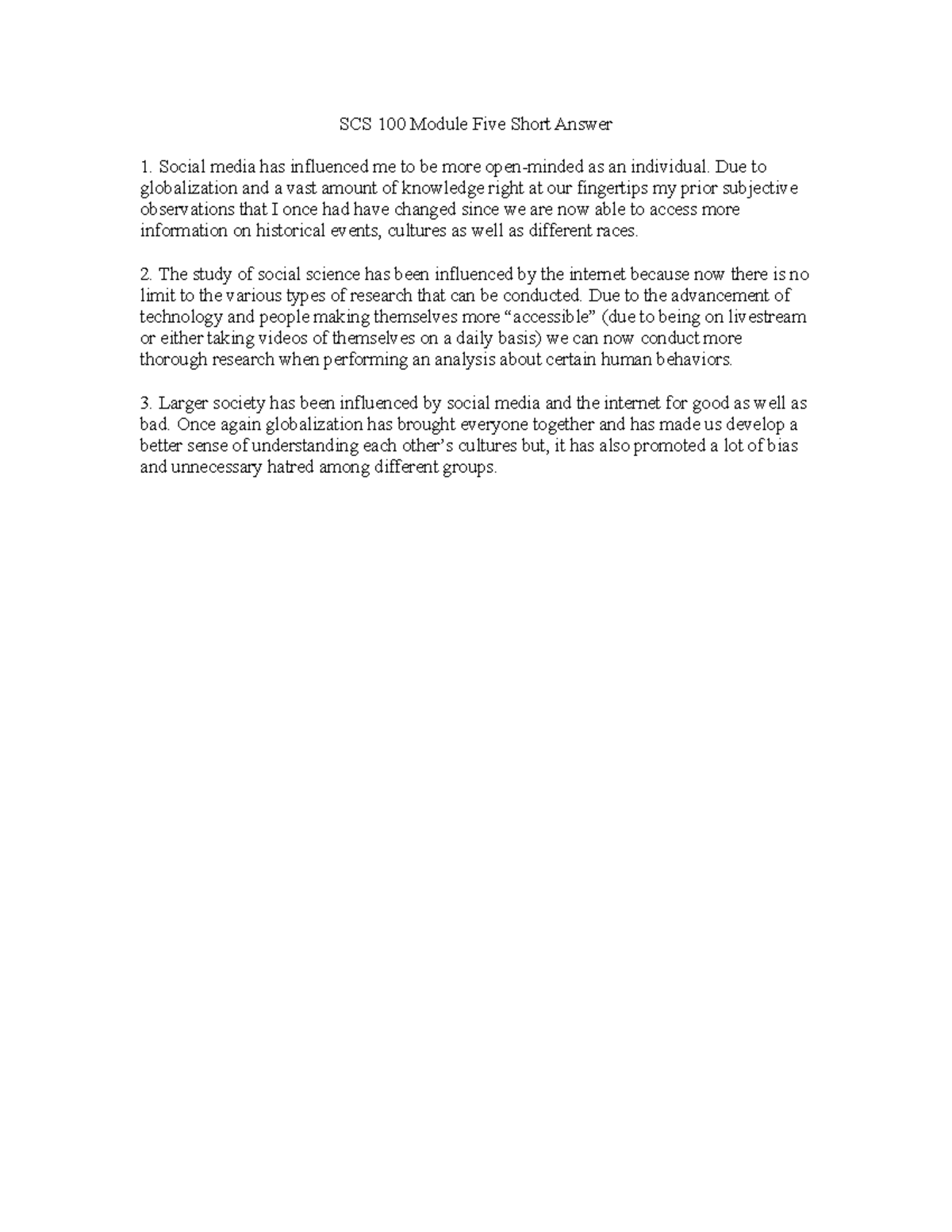 SCS 100 Module Five Short Answer - SCS 100 Module Five Short Answer ...