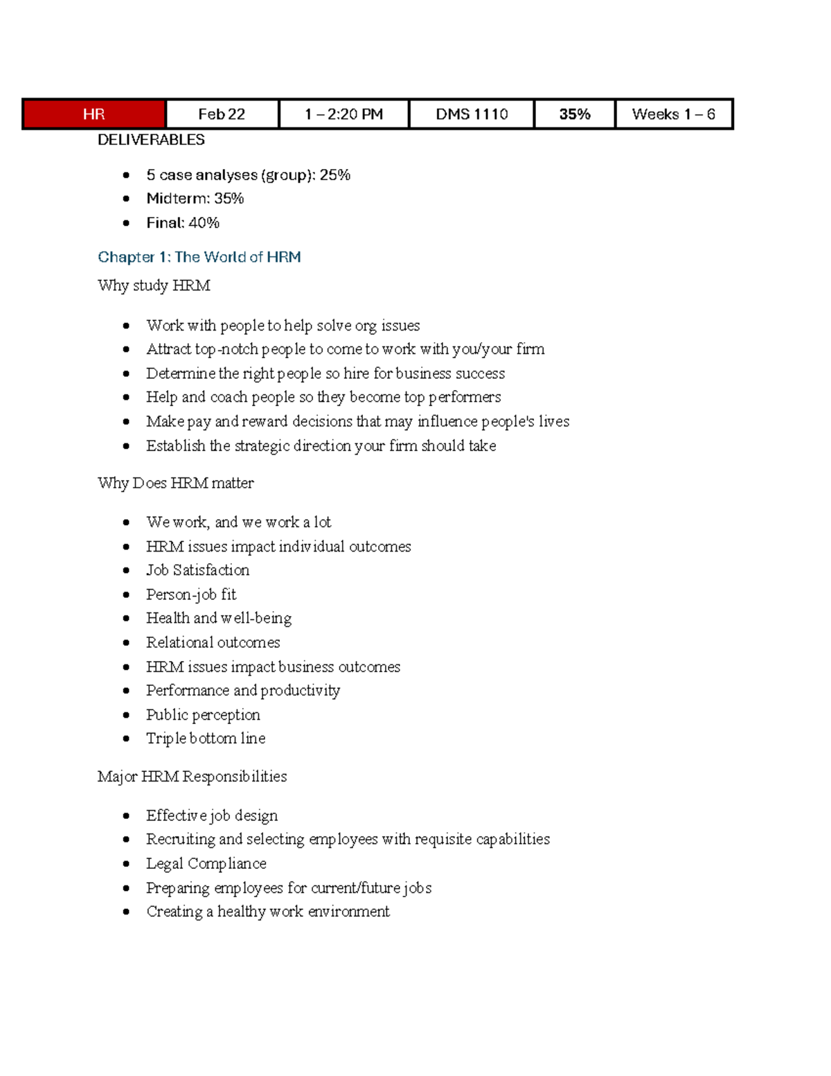 HRM 101: Midterm Notes on Human Resource Management Concepts and ...