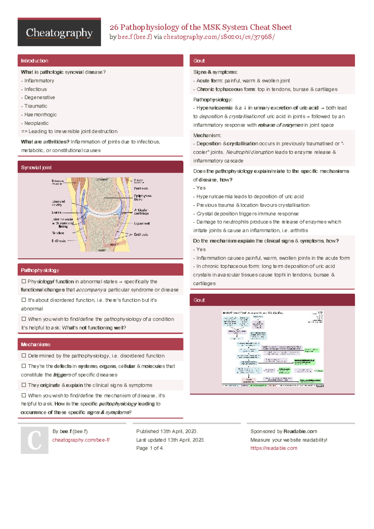 26 Pathophysiology of the MSK System Cheat Sheet - Summary for Physiotherapy - Studocu