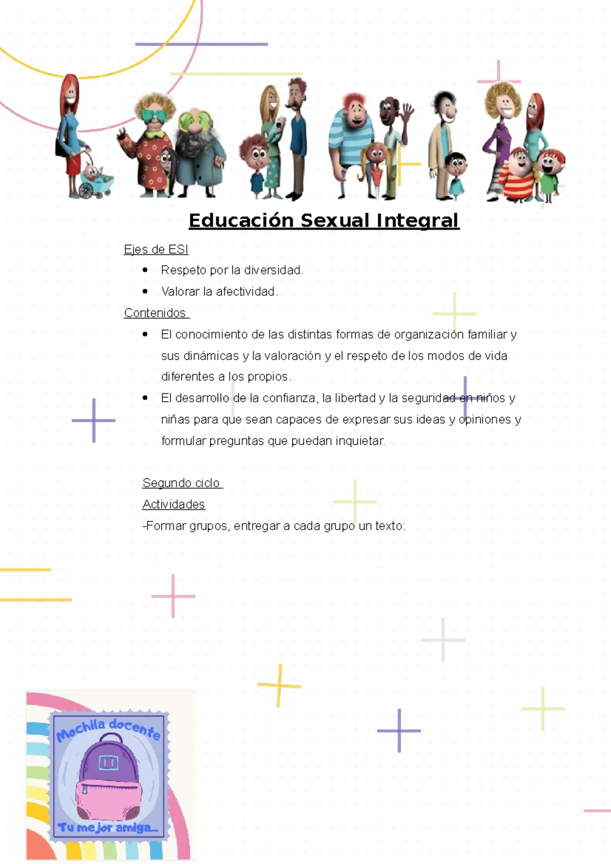 ESI Familia - Segundo Ciclo: Actividades y Reflexiones sobre Diversidad - Studocu