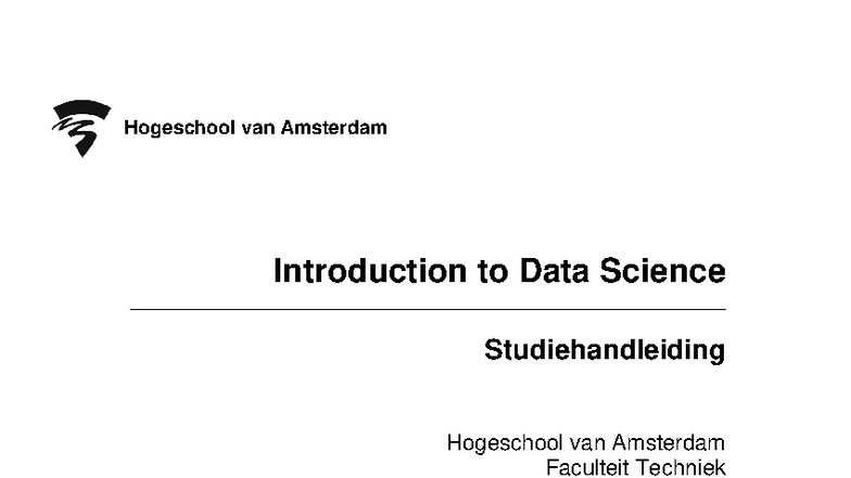 HVA Minor Data Science: Intro to Data Science Study Guide 2022-2023 ...