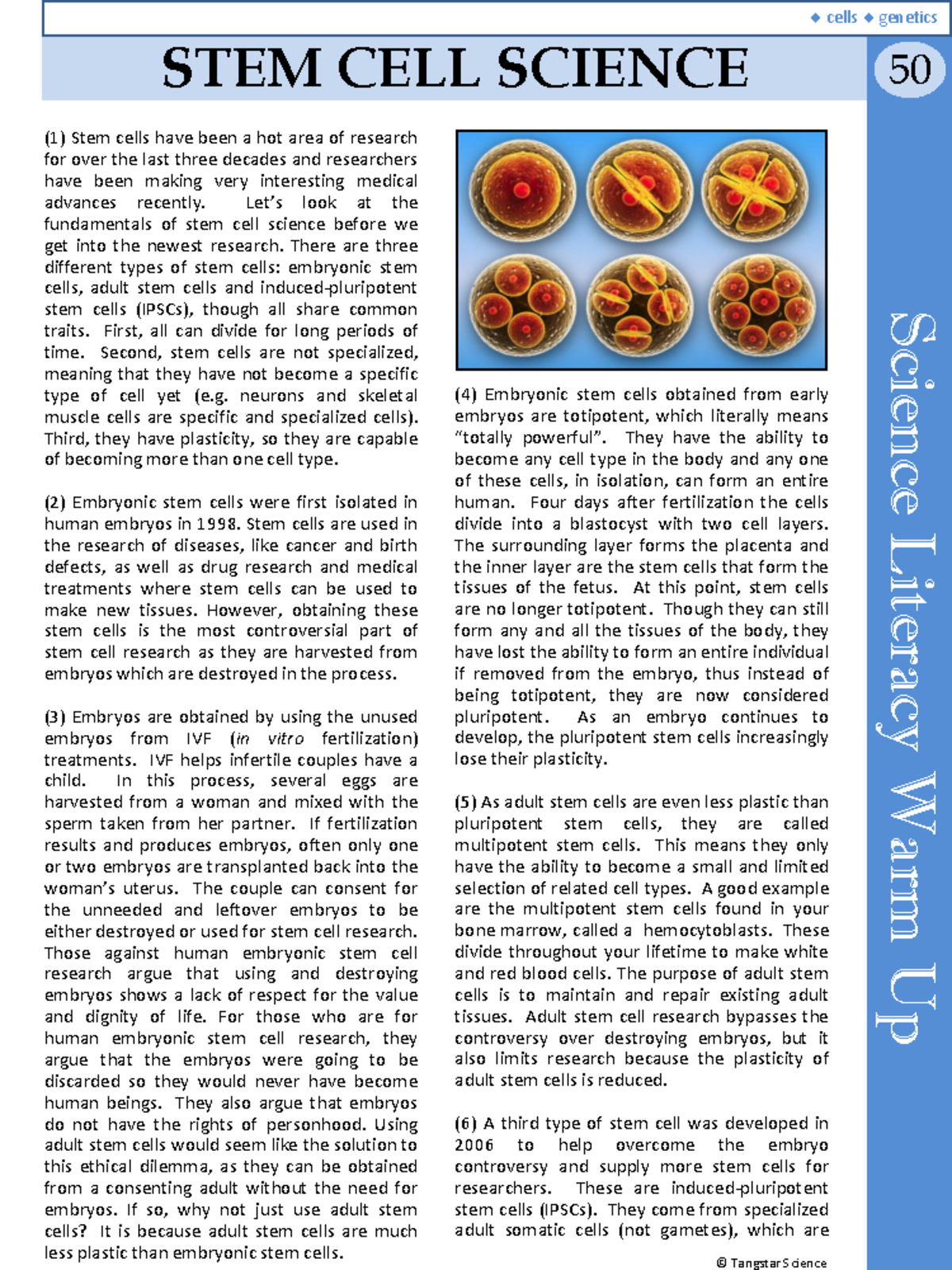 Stem Cell Science Article 50: Exploring Types & Applications - Studocu
