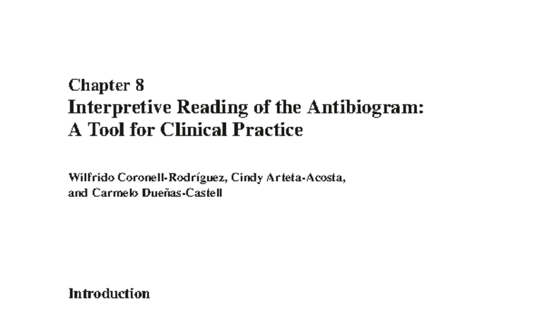 Chapter 8: Interpretive Reading of the Antibiogram in Clinical Practice ...
