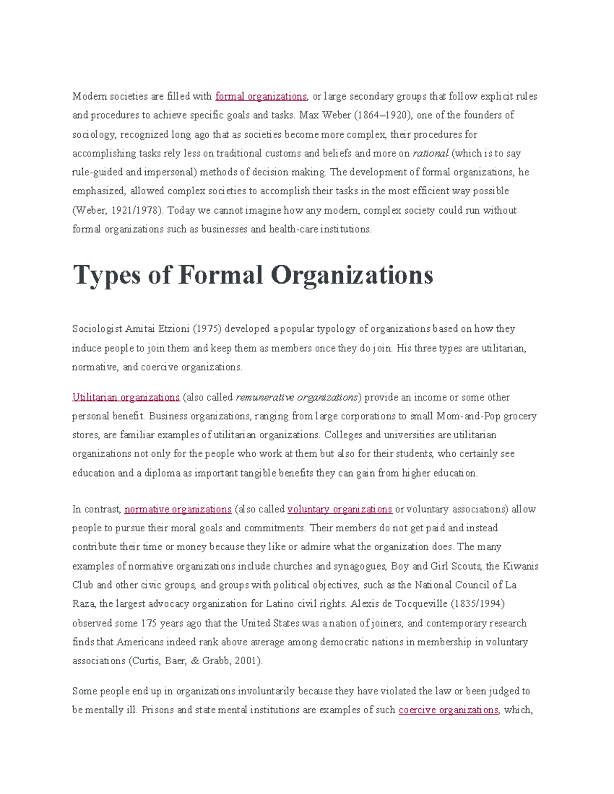 Sociology 101: Types of Formal Organizations and Their Impact - Studocu