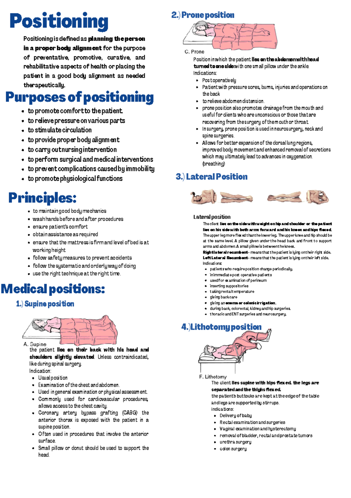 Positioning Techniques for Health - Reviewer Notes - Studocu