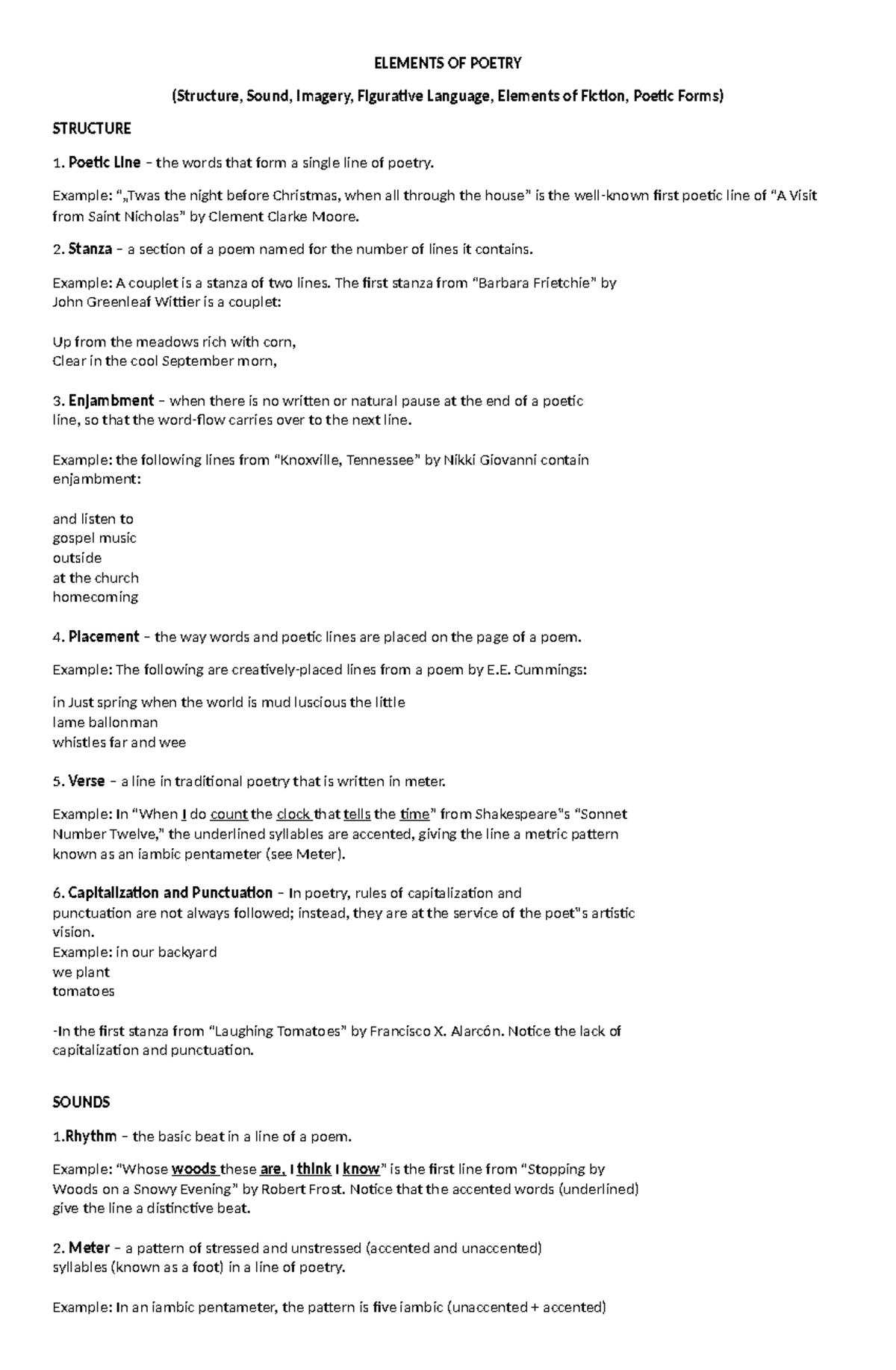 Module ENG 202: Elements of Poetry - Structure, Sound, & Forms - Studocu
